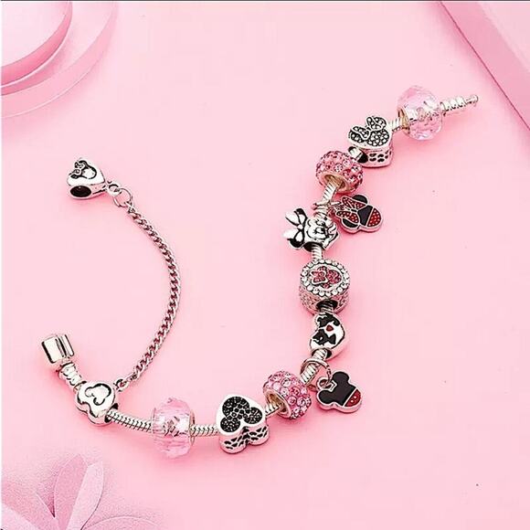 Disney | Jewelry | Mickey Minnie Mouse Disney Charm Bracelet Pandora ...